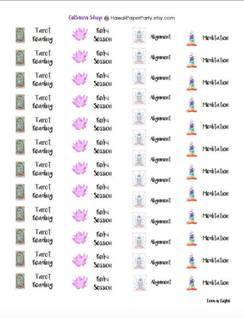 Healing Arts Planner Printable Stickers Reiki Meditation Tarot - Etsy