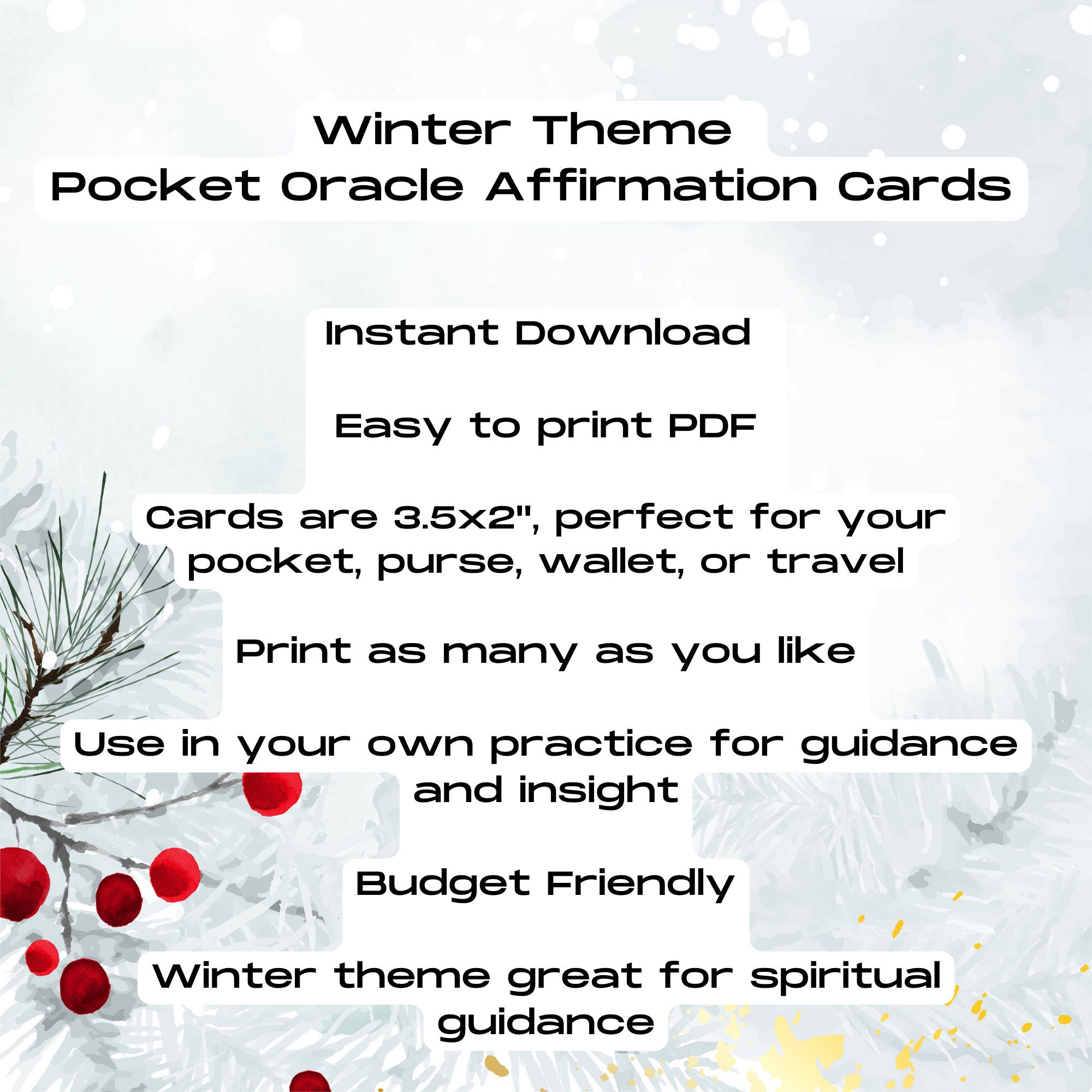 Winter Pocket Oracle Printable PDF Pocket Tarot Cards Spring Oracle ...