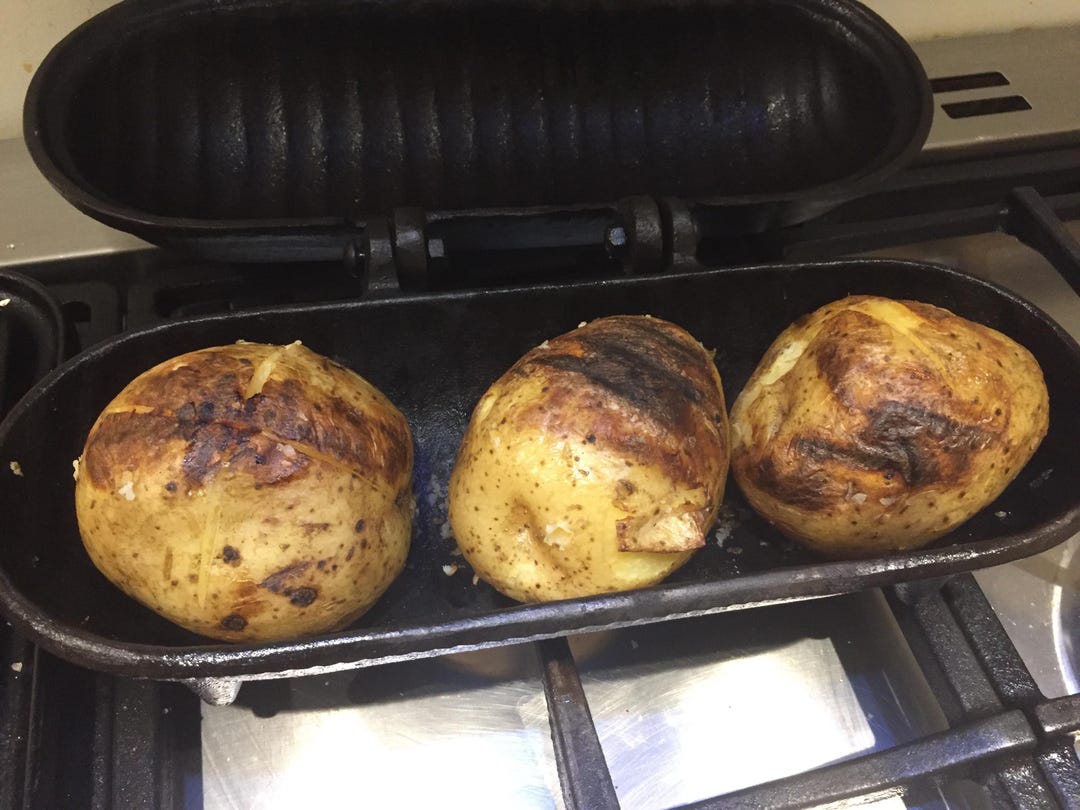 LARGE Cast Iron Baked Potato Cooker for Wood & Multi Fuel Stoves Log ...