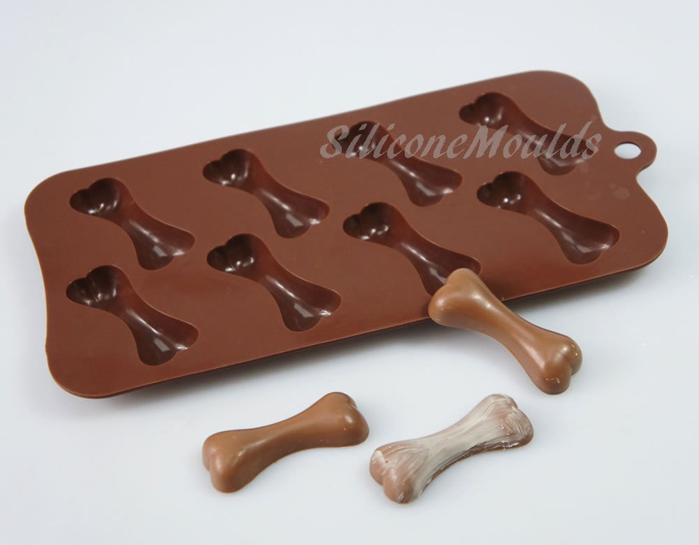 8 Cell Dog BONES Pet Novelty Chocolate Silicone Mould Candy Lolly Cake ...