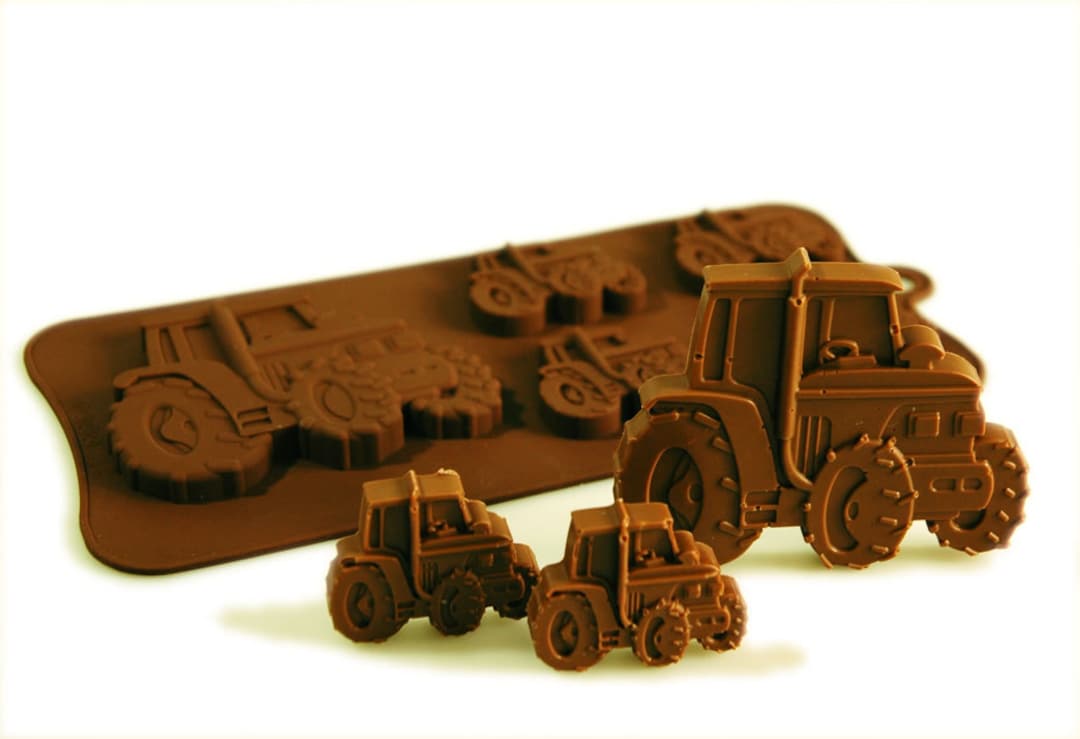 4+1 Tractor Farm Boys Chocolate Silicone Mould Candy Cake Topper ...
