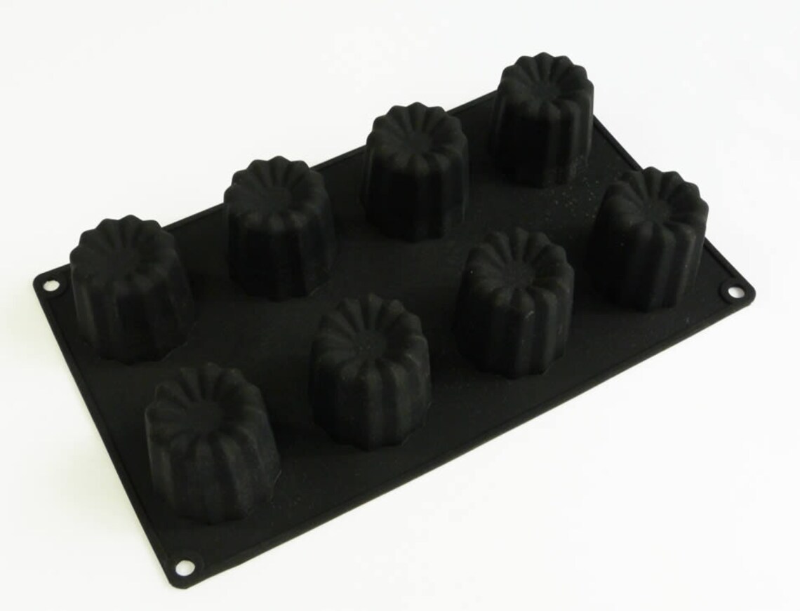 8 Cell BLACK Canele Cannele French Patisserie Silicone Cake Chocolate ...