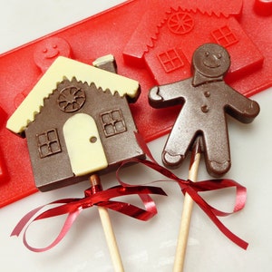 4 Cell GINGERBREAD MAN & House Christmas Silicone Mould for Childrens ...