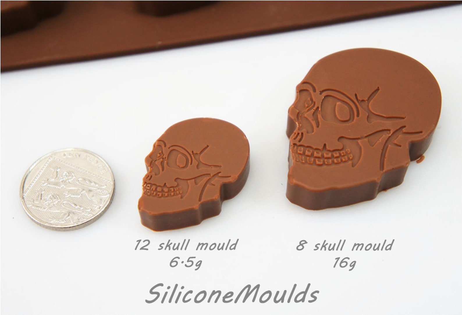 BROWN 8 Cell Large SKULL Retro Pagan Silicone Bakeware Mould - Etsy