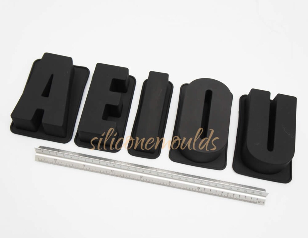 AEIOU set of 5 Vowels / Letters 4.5 / 110mm Silicone ALPHABET LETTERS ...