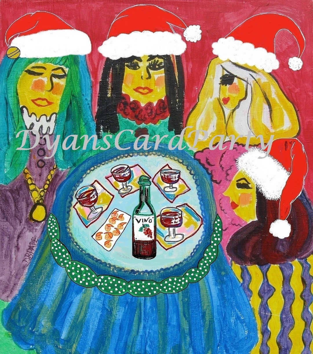 Santa Babes Blank Note Card - A2 Size, Holiday Cheer, Happy Hour, Bff's ...