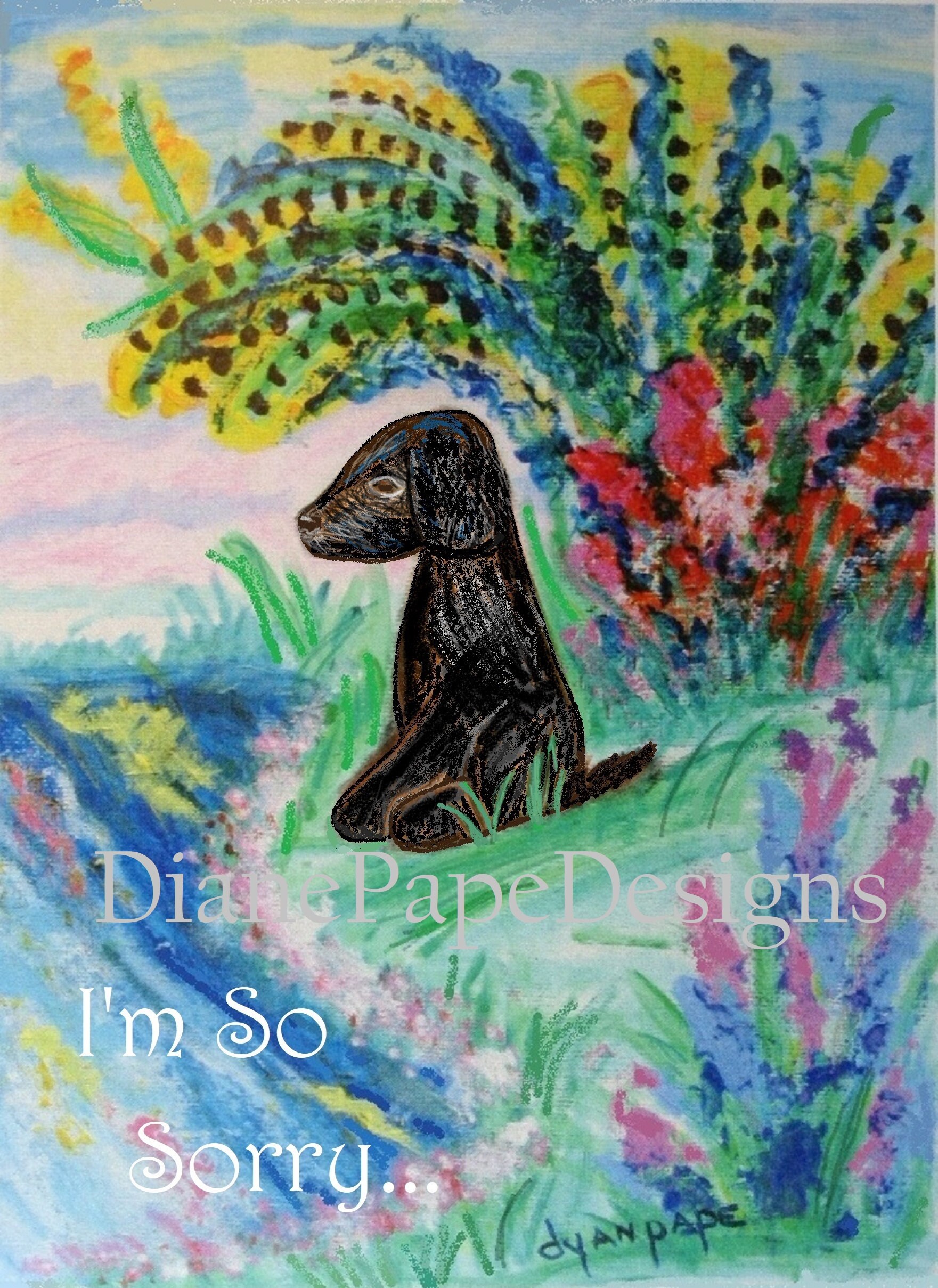 I'm so Sorry Pet Sympathy Card, A2 Size - Inside Custom Greeting, Sweet ...