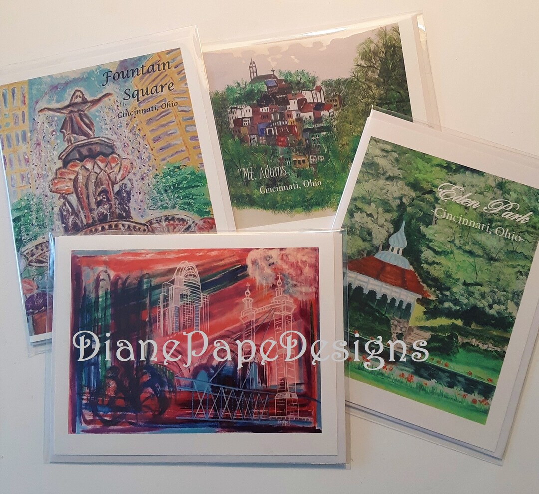 Cincinnati Card Collection - 12 Note Cards - 3 Each of Mt. Adams ...