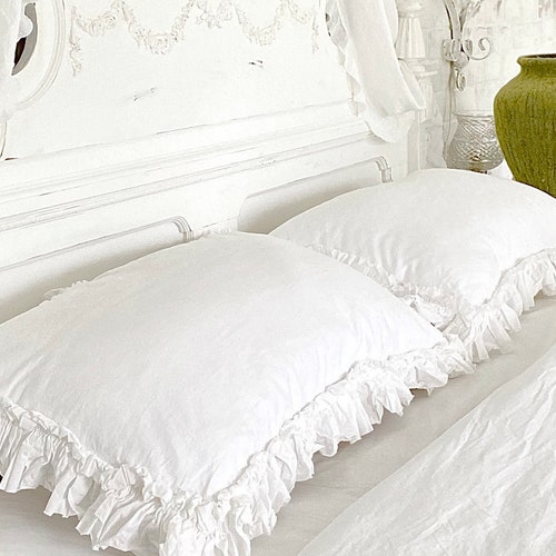 Ruffled Pillowcase Ruffled Pillow Shams Linen Bedding - Etsy