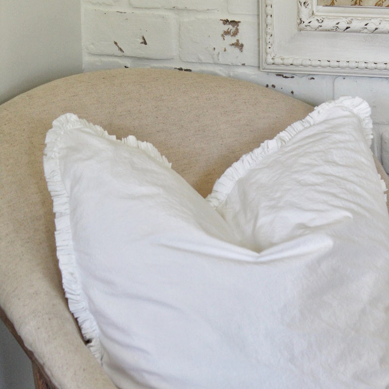Linen Ruffled Pillow - Etsy