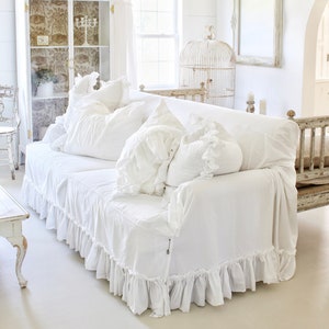 Small Bottom Ruffle Slipcover | Sofa Slipcover | Sofa Cover | Sofa ...