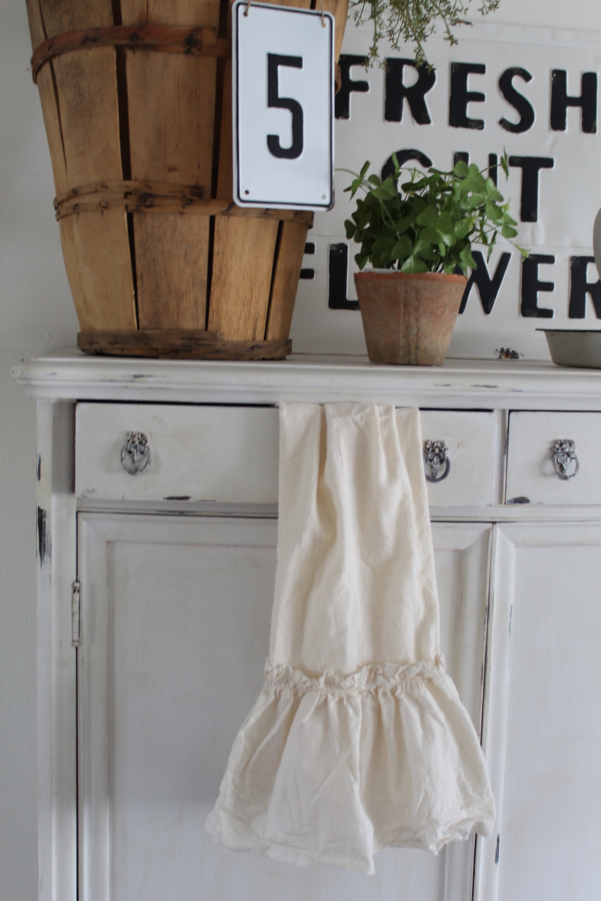 Set of Two Natural Ruffled Tea Towels Cotton Ruffles Tea | Etsy
