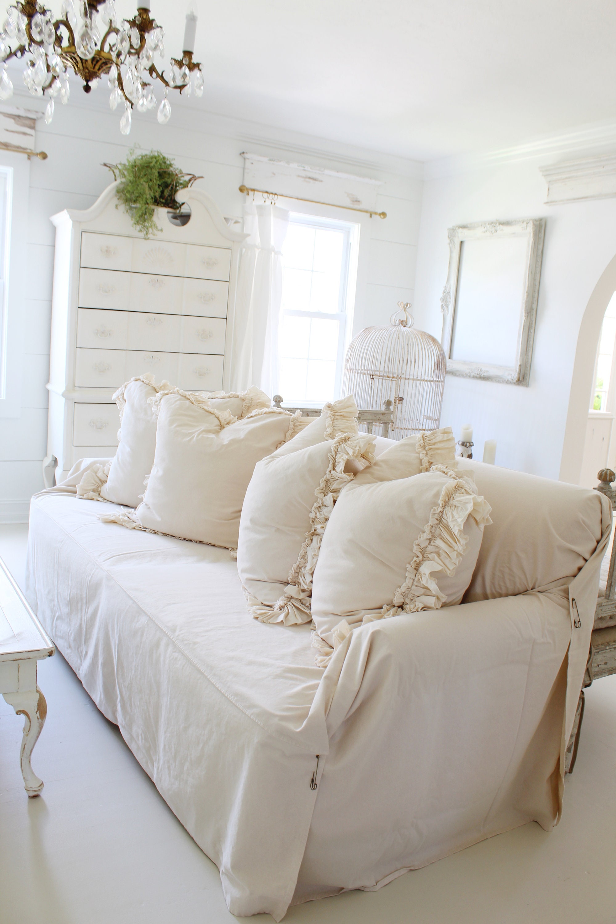 STRAIGHT Slipcover sofa Slipcover Sofa Cover Sofa Scarf - Etsy Canada