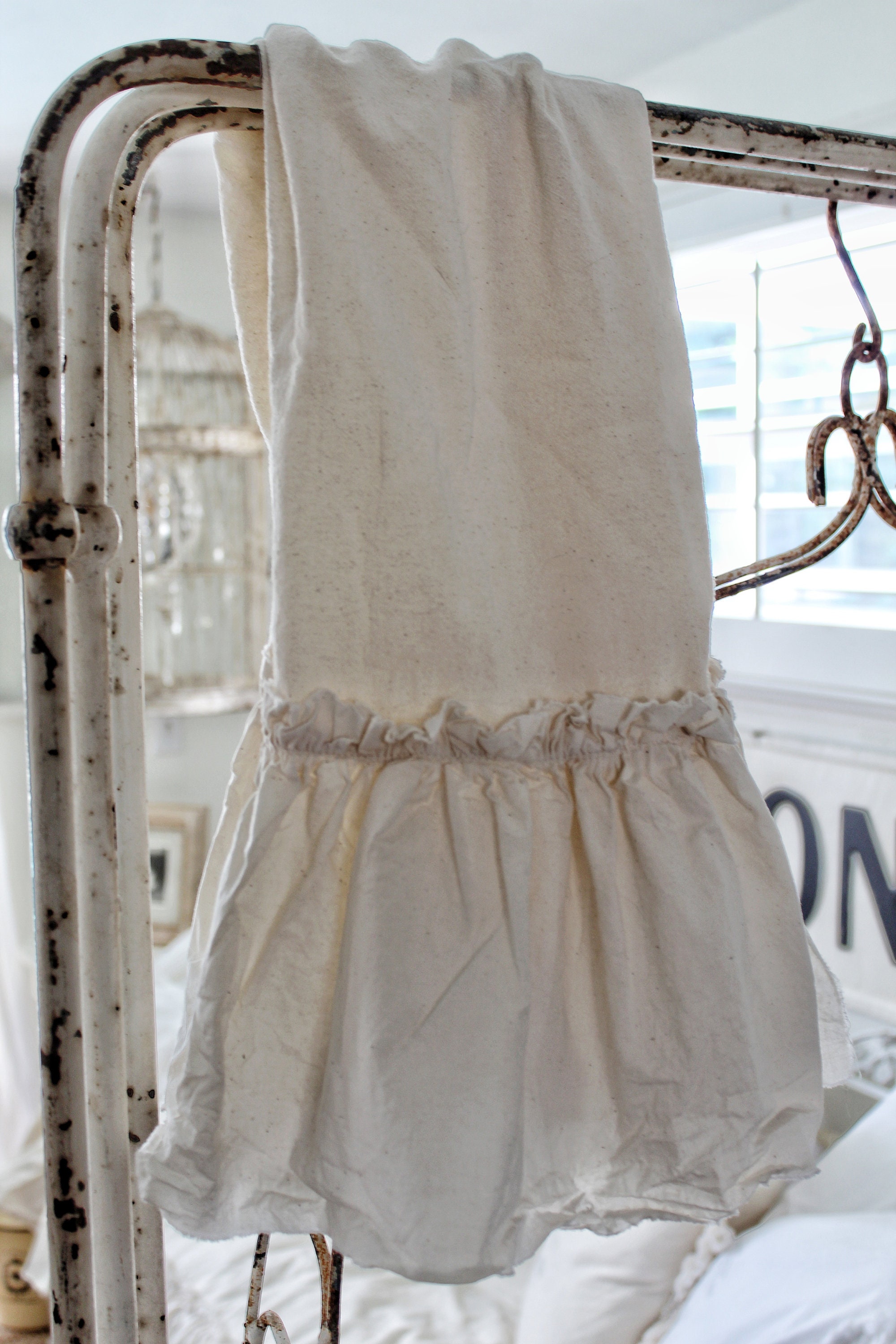 Set of Two Natural Ruffled Tea Towels Cotton Ruffles Tea | Etsy