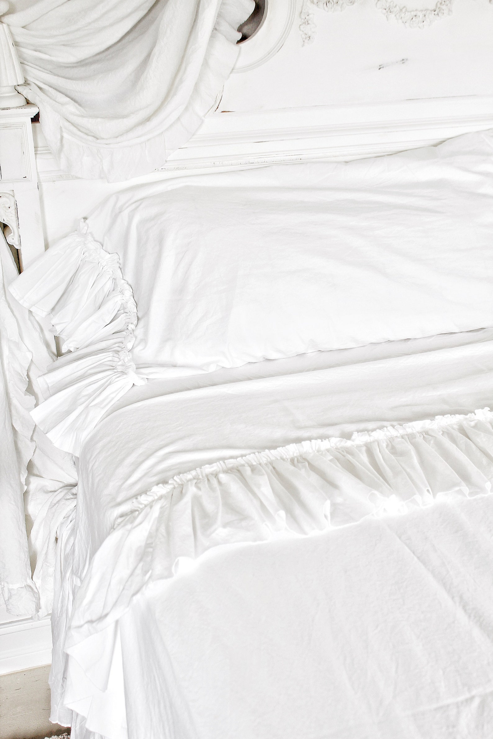Ruffled Percale Sheet Set | Shabby Chic Bedding | Ruffled Bedding ...