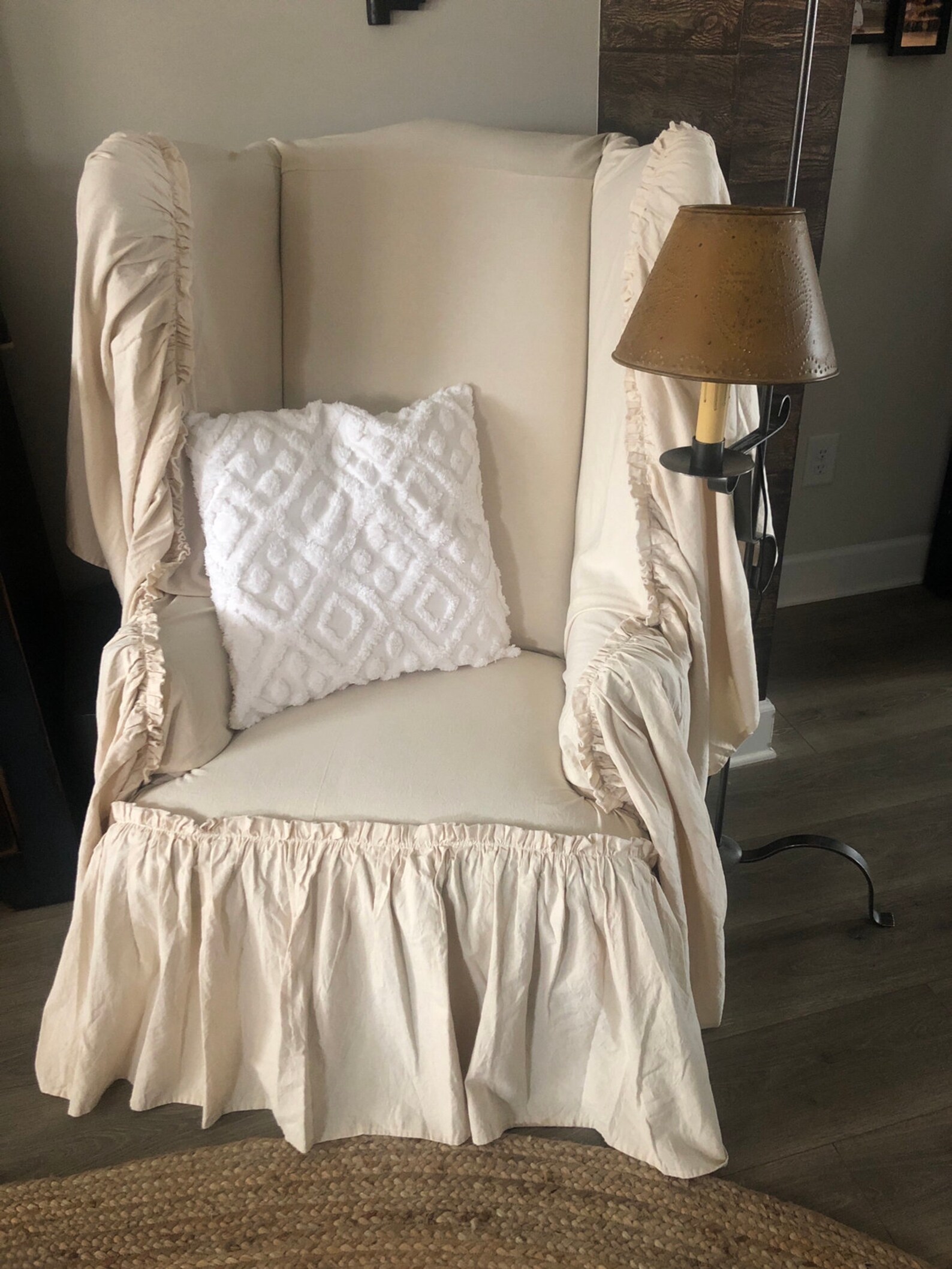 Ruffled Chair Cover Sofa Cover Chair Cover Slip Cover - Etsy