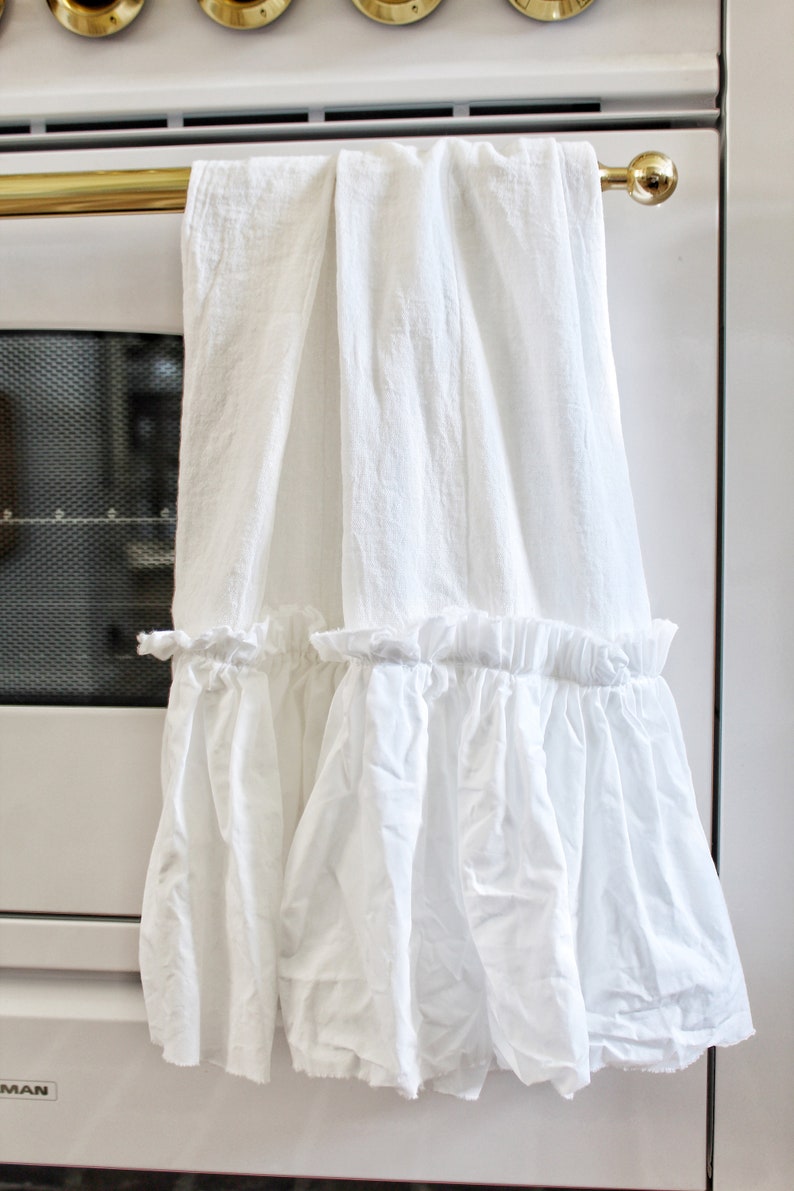 Ruffled Tea Towel Flour Sack Towels Cotton Ruffles Tea | Etsy