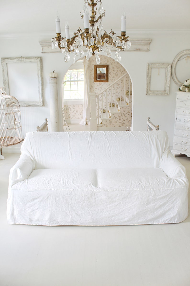 STRAIGHT Slipcover sofa Slipcover Sofa Cover Sofa Scarf | Etsy Canada