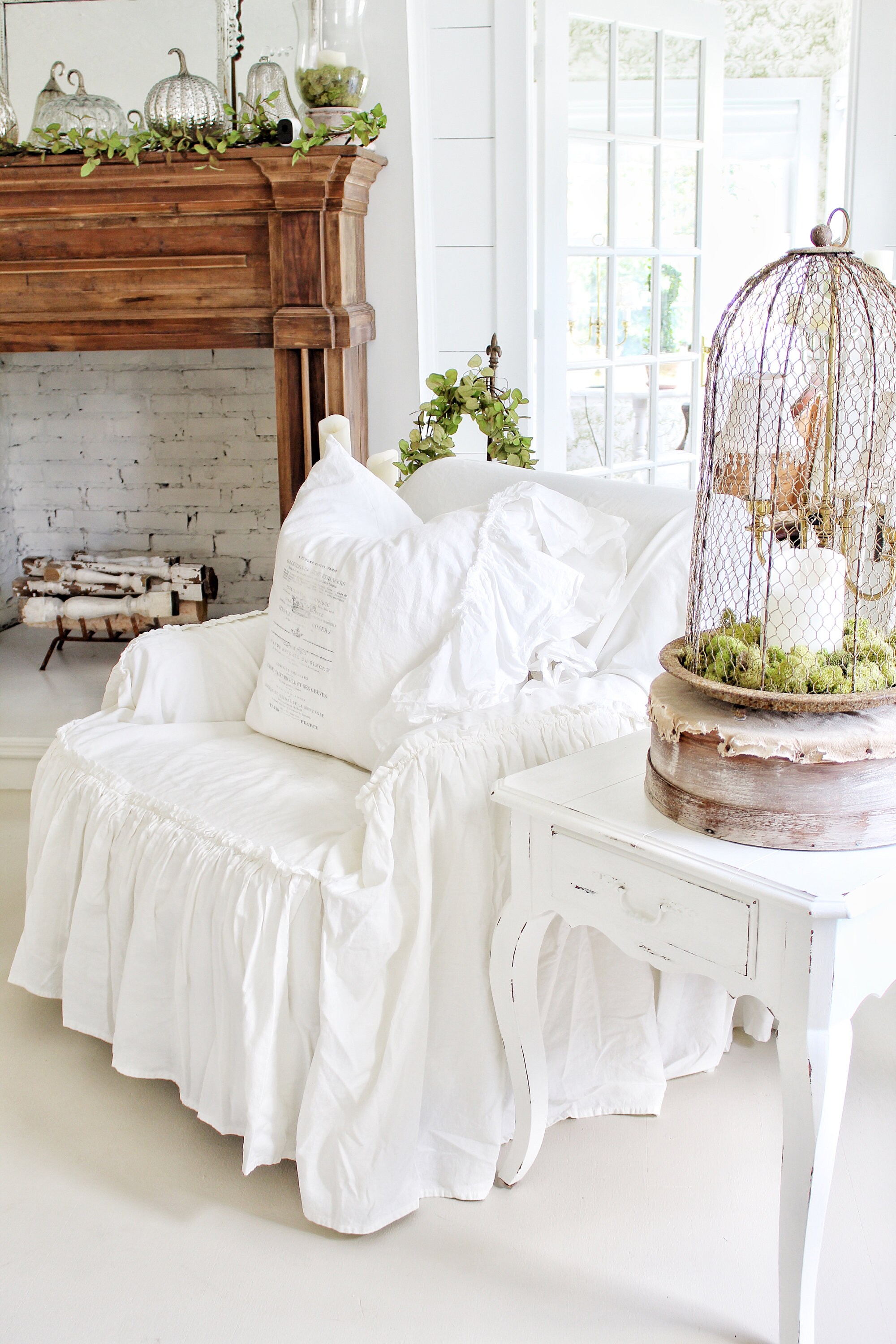 Slipcover Ruffled Slipcover Sofa Cover Sofa Scarf Slip - Etsy UK