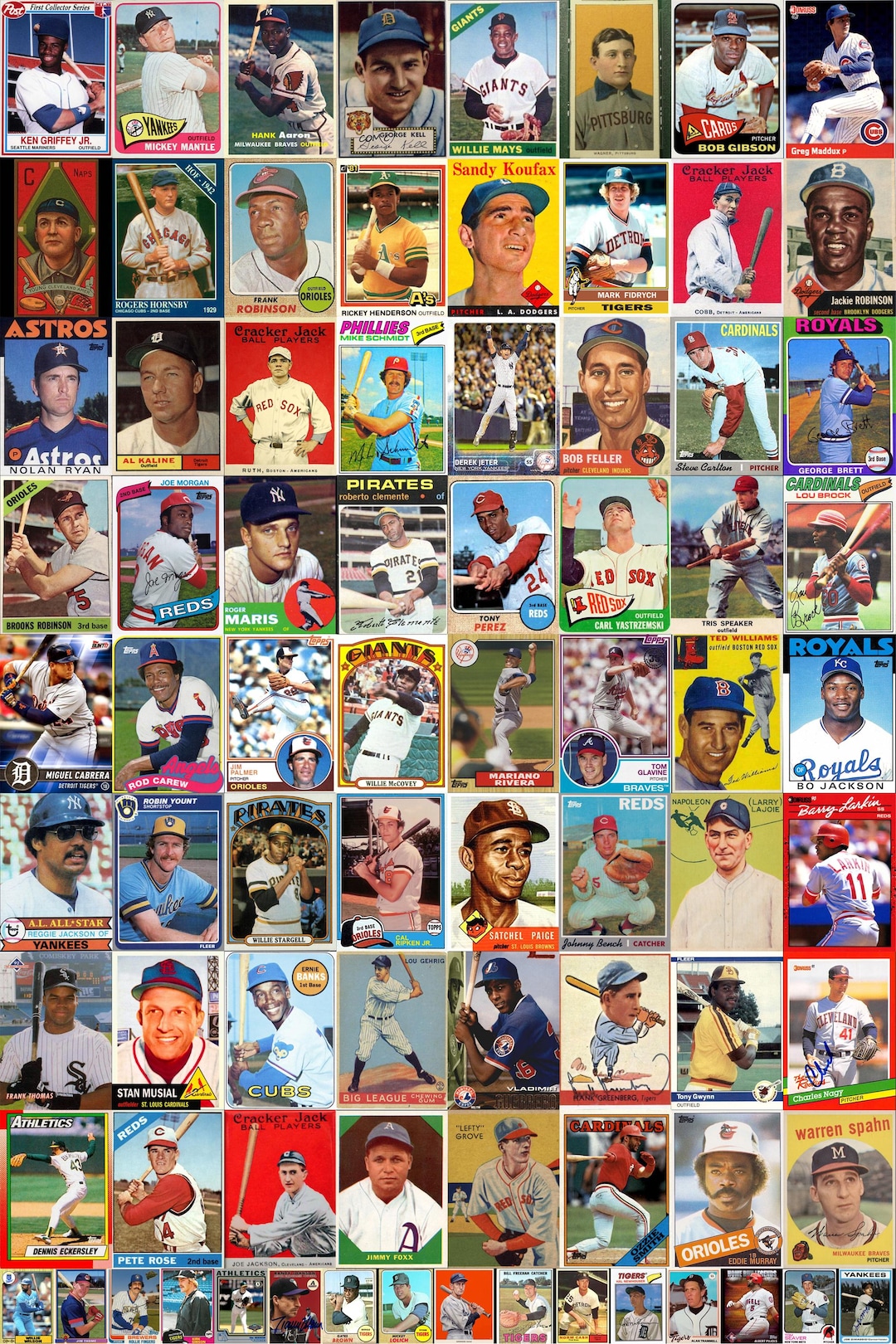 Hall of Fame Baseball Cards Poster: Retro Indie Room Art (instant ...