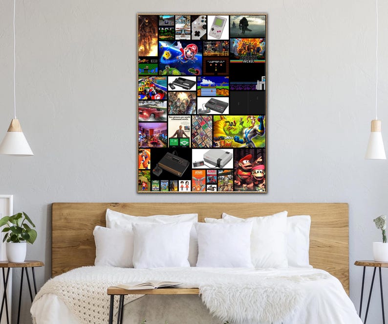 Retro Video Game Console Poster: Pop Culture Collage, Indie Room Decor ...