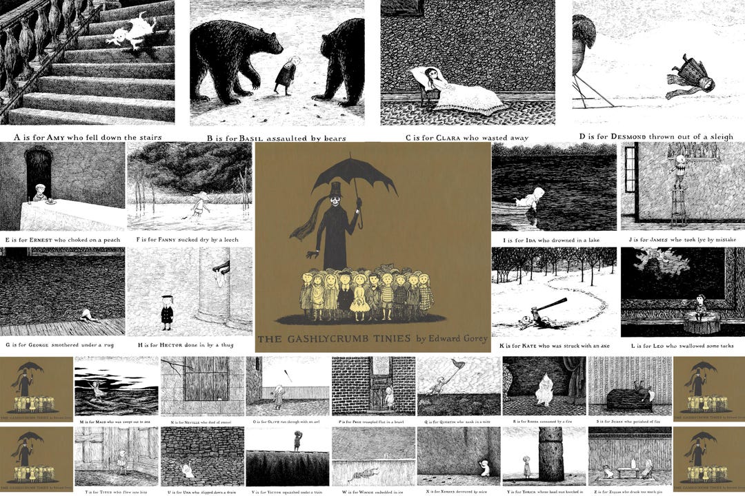 Edward Gorey Gashlycrumb Tinies Poster: Vintage Gothic Wall Art ...