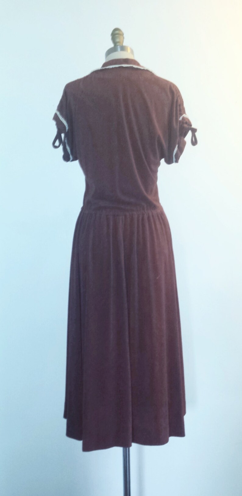 Vintage 1970s French Terry Cloth Dress - Hot Cocoa and White - Etsy
