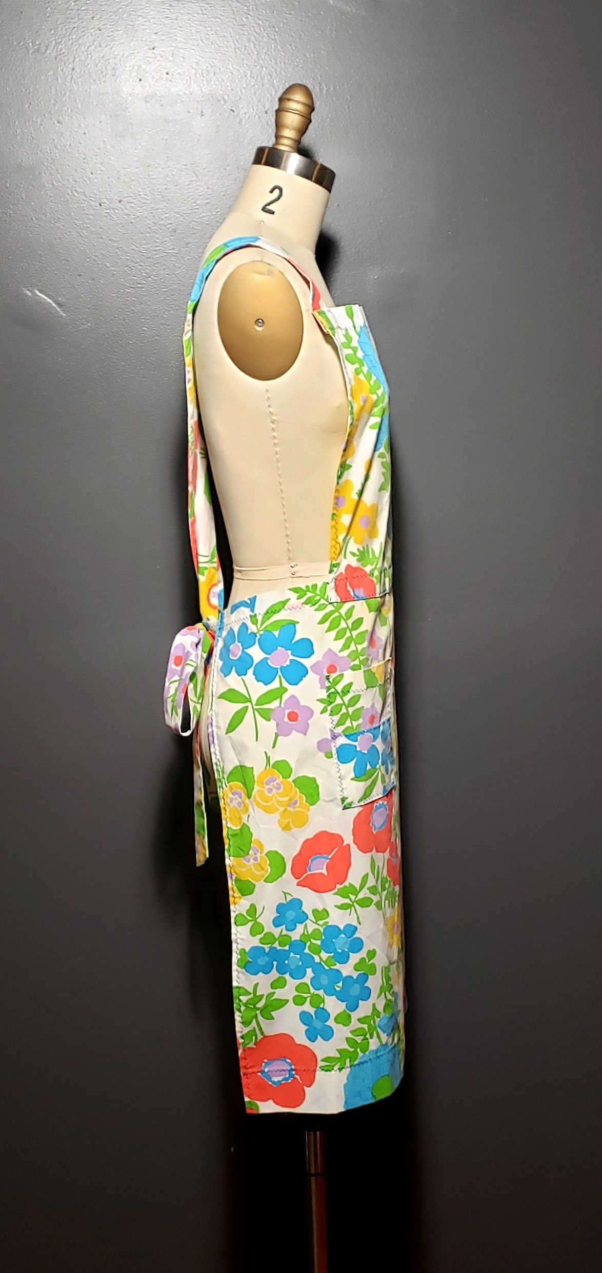 Vintage Full Body Floral Apron - 1960s Full Body Apron - Full Body ...