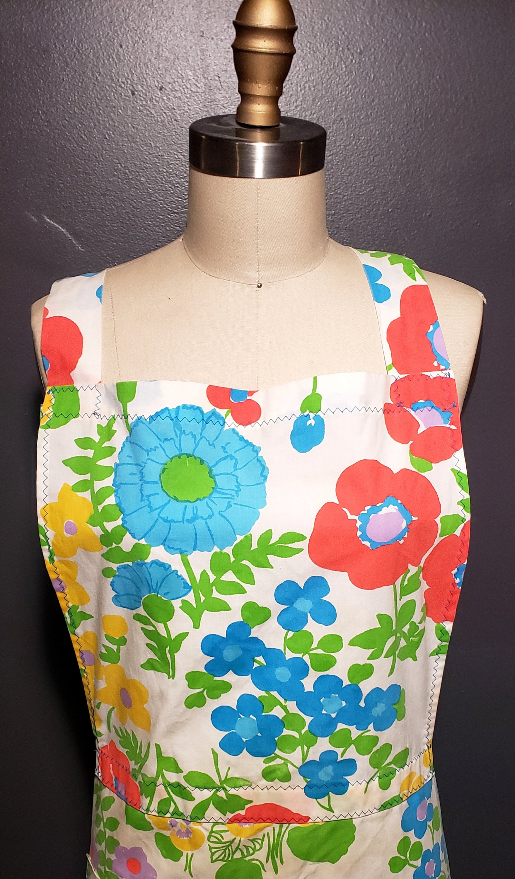 Vintage Full Body Floral Apron - 1960s Full Body Apron - Full Body ...
