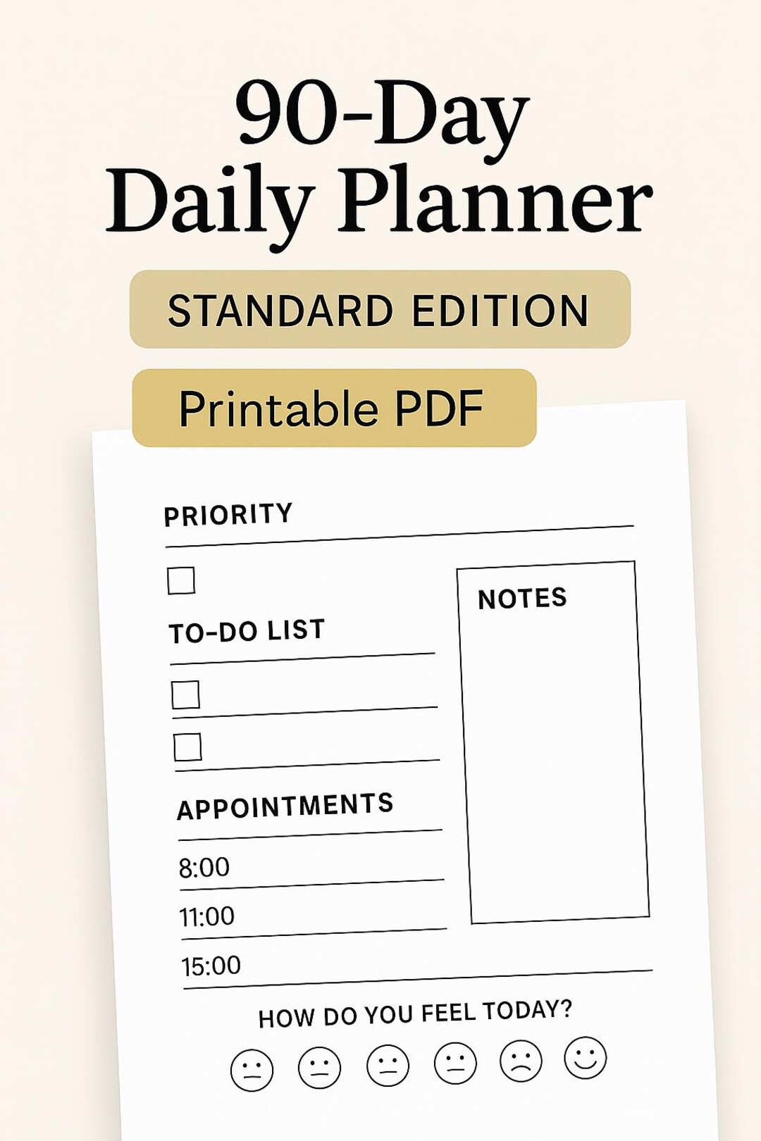 90-day Printable Daily Planner · Simple & Minimal PDF · Undated Agenda ...