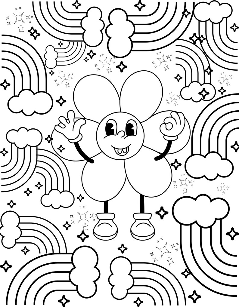 Cartoon Coloring Page for Kids and Adults - Etsy