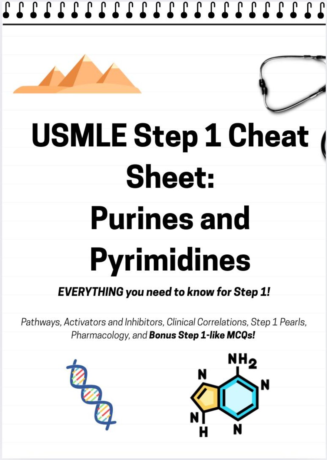 USMLE Step 1 Cheat Sheets: Purines and Pyrimidines + Step-style Mcqs - Etsy
