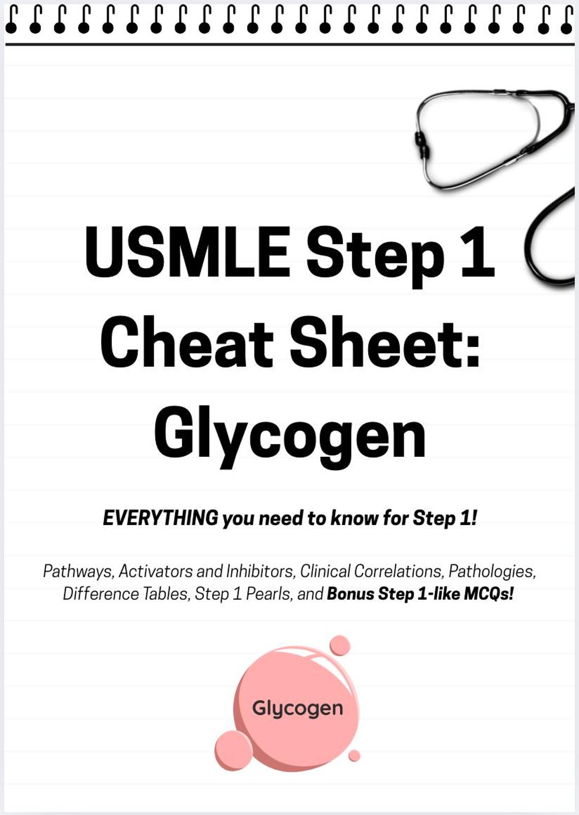 USMLE Step 1 Cheat Sheets: Glycogen + Mcqs - Etsy