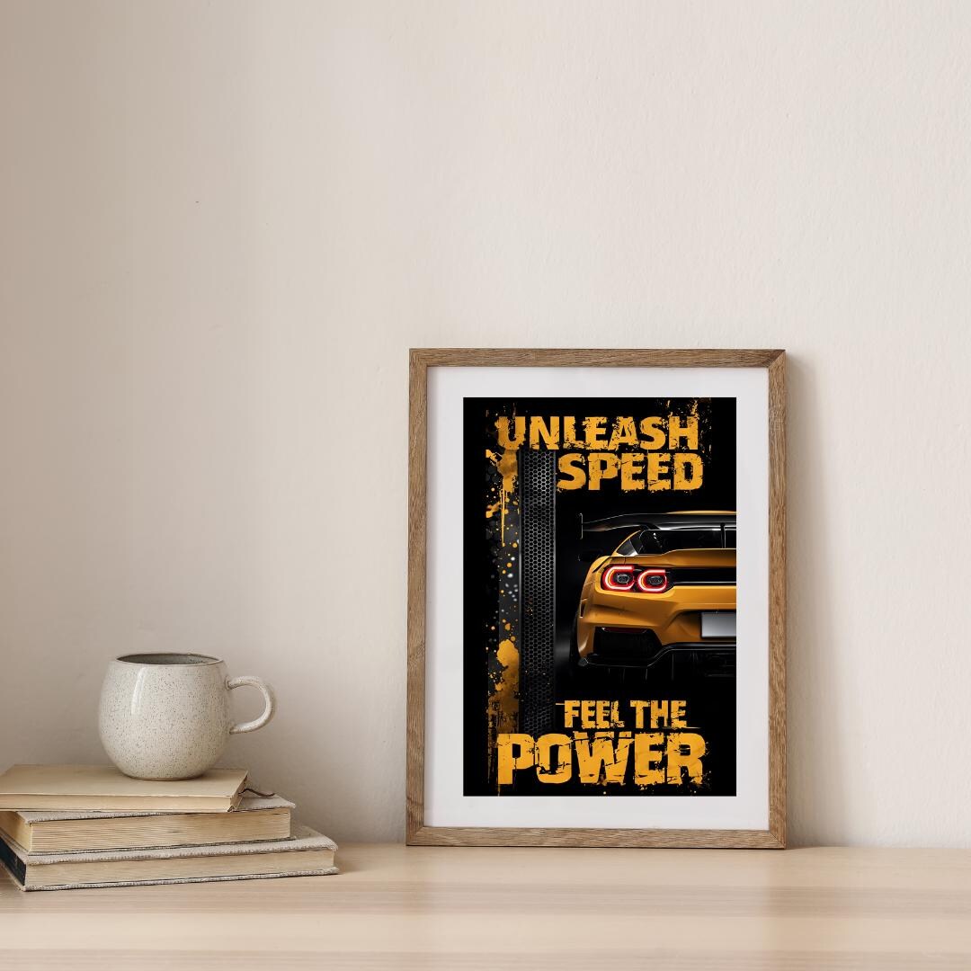 Speed & Thrill - Bold Typography Digital Wall Art, Racing Enthusiast ...