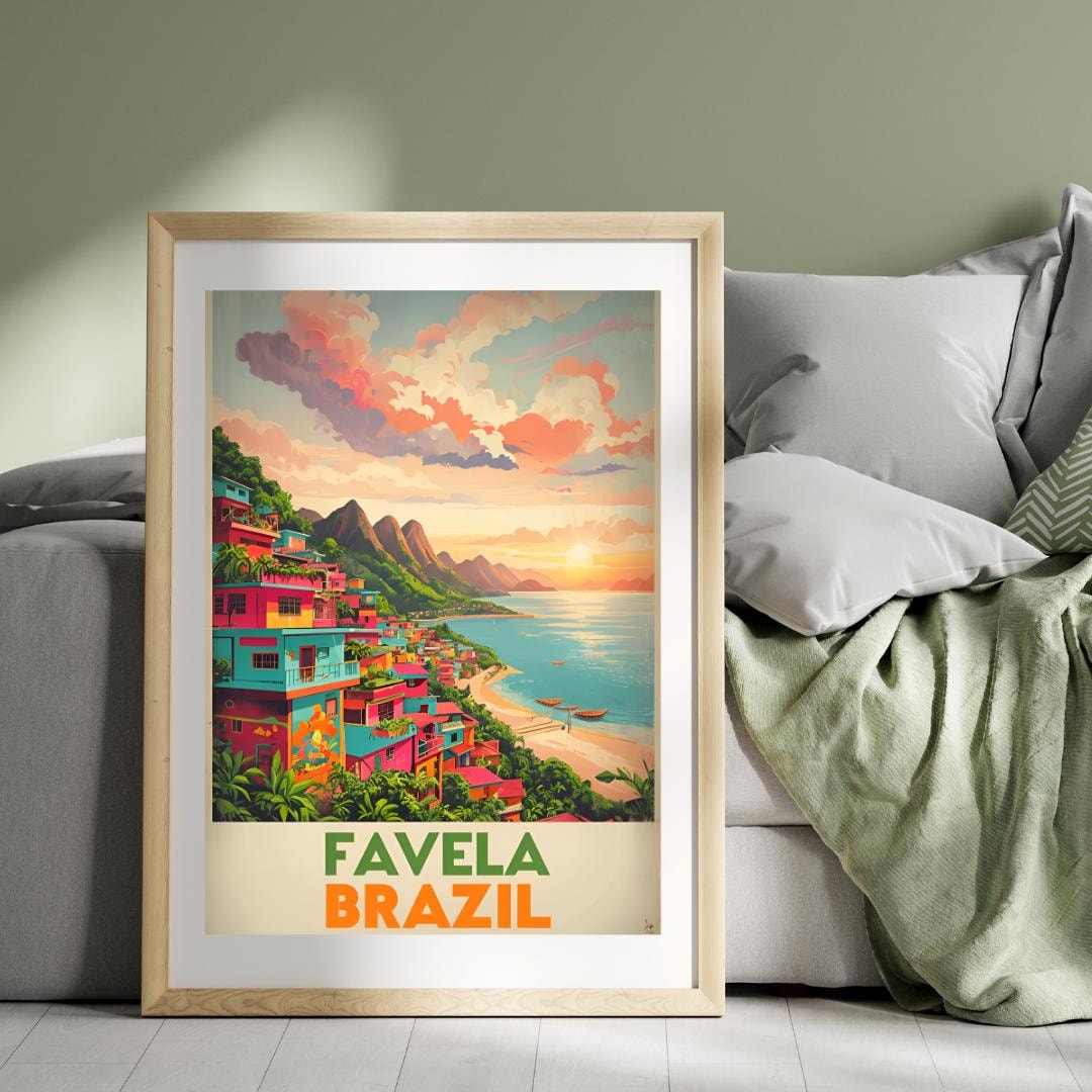 Vintage Favela Brazil Poster – Colorful Rio De Janeiro Wall Art ...