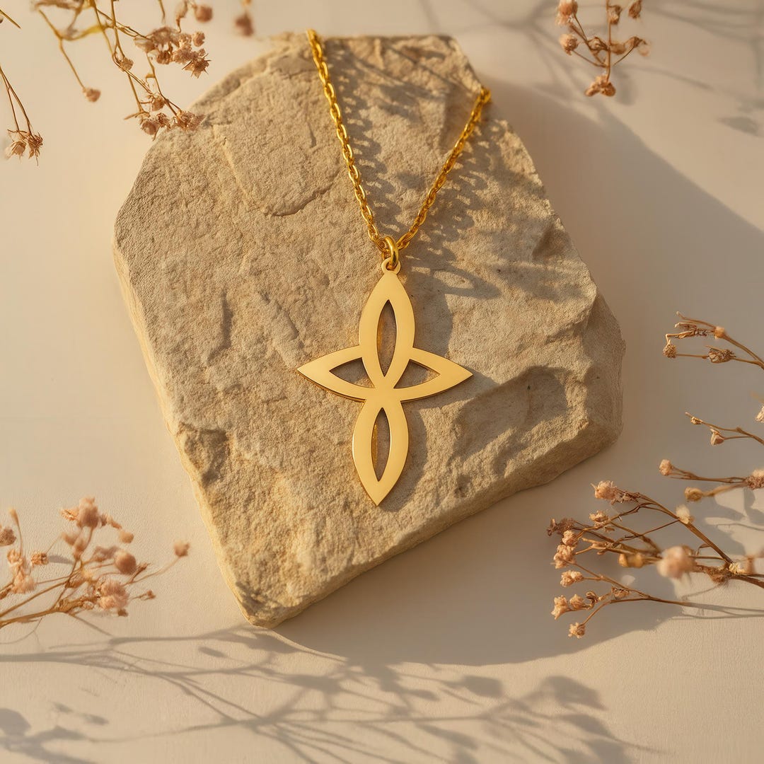 Sharp Infinity Cross Necklace in Gold Plated Sterling Silver / Modern ...