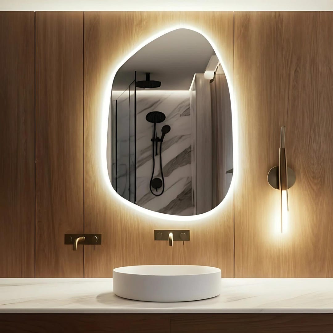 Organic Shape LED Mirror - Modern Backlit Mirror - Minimalist Wall ...