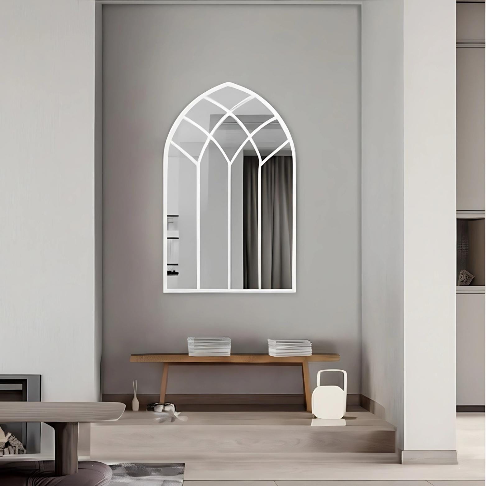 Arched Full Length Mirror: Gothic Window Style, Black Frame - Etsy