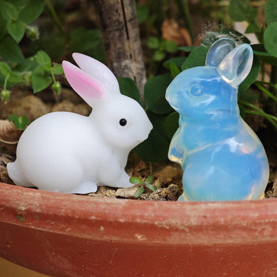 Crystal Rabbit Figurine: White Jade, Opalite, Reiki Healing Decor - Etsy