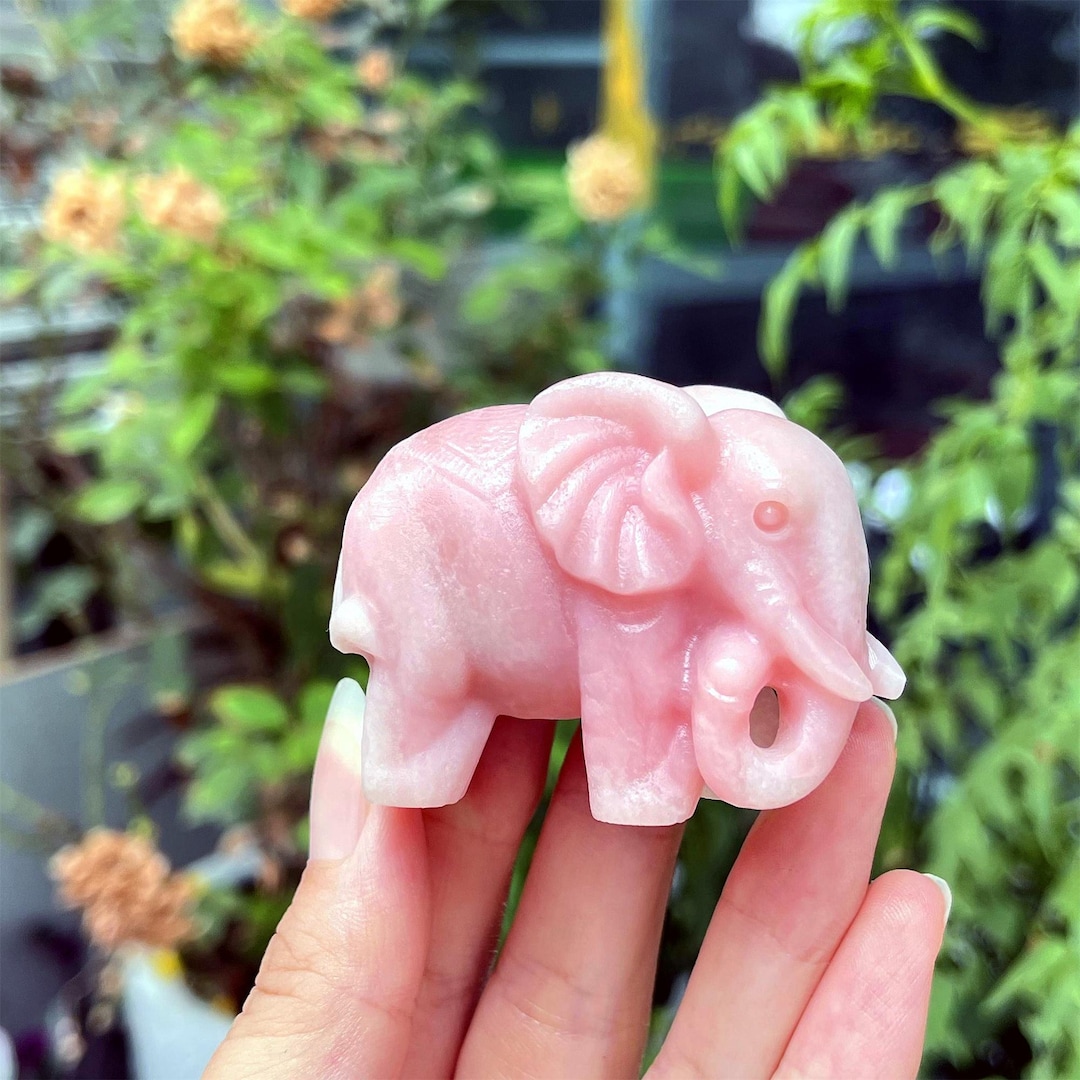 Pink Opal Elephant Quartz Crystal Carving: Reiki Healing Stone - Etsy