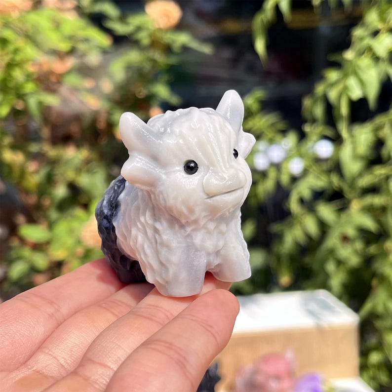 Hand-carved Crystal Highland Cow: Quartz Animal Figurine, Reiki Healing ...