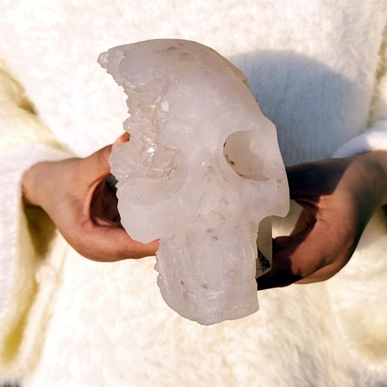 Natural Clear Quartz Crystal Skull, Reiki Healing Specimen - Etsy