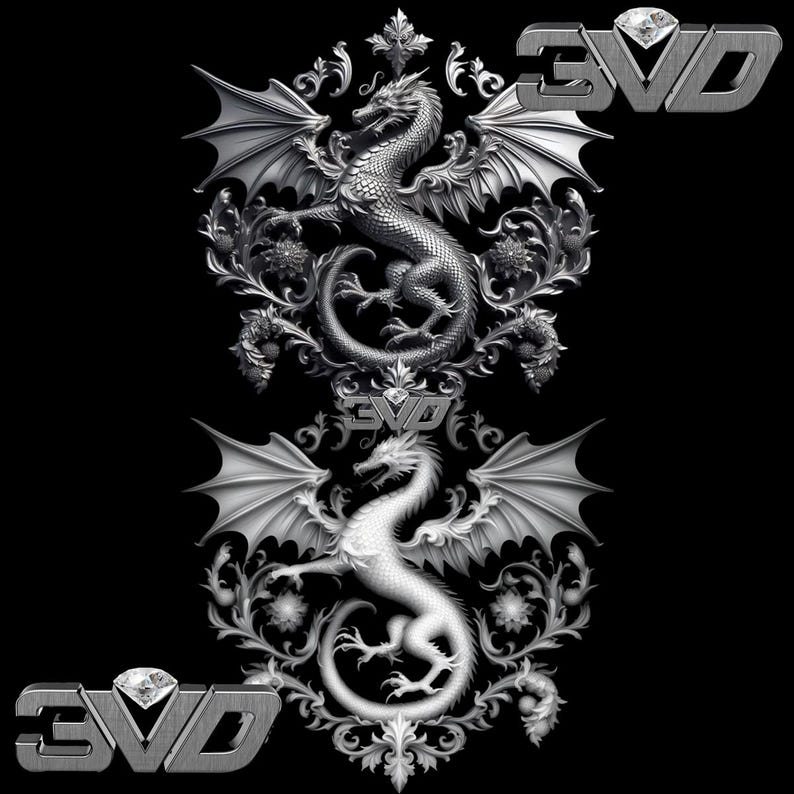 Dragon Depth Map | 3D Fantasy Dragon Design for CNC, Laser Engraving ...