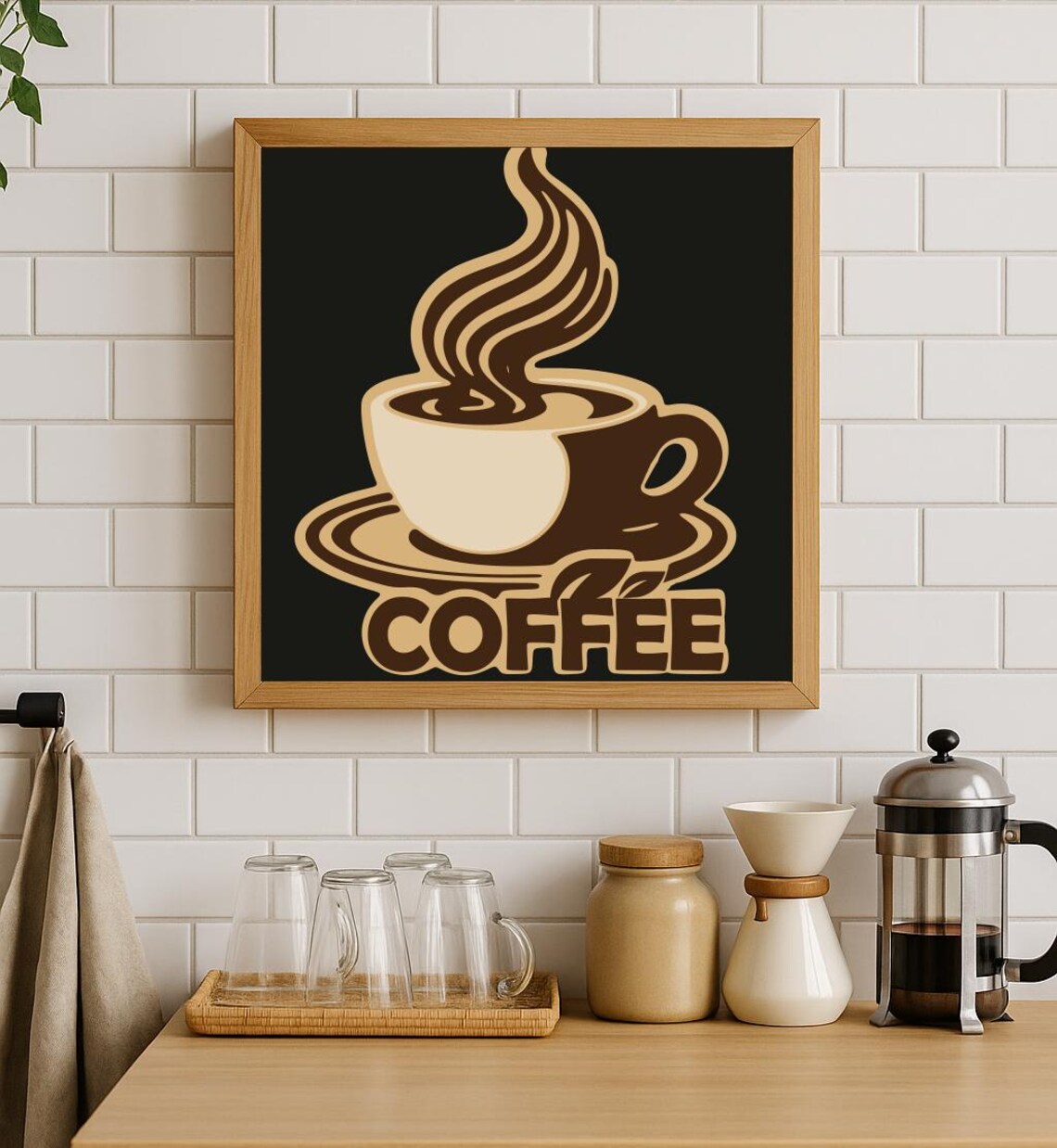 Layered Coffee Cup Wall Art SVG | 3D Laser Cut File | Coffee Sign for ...