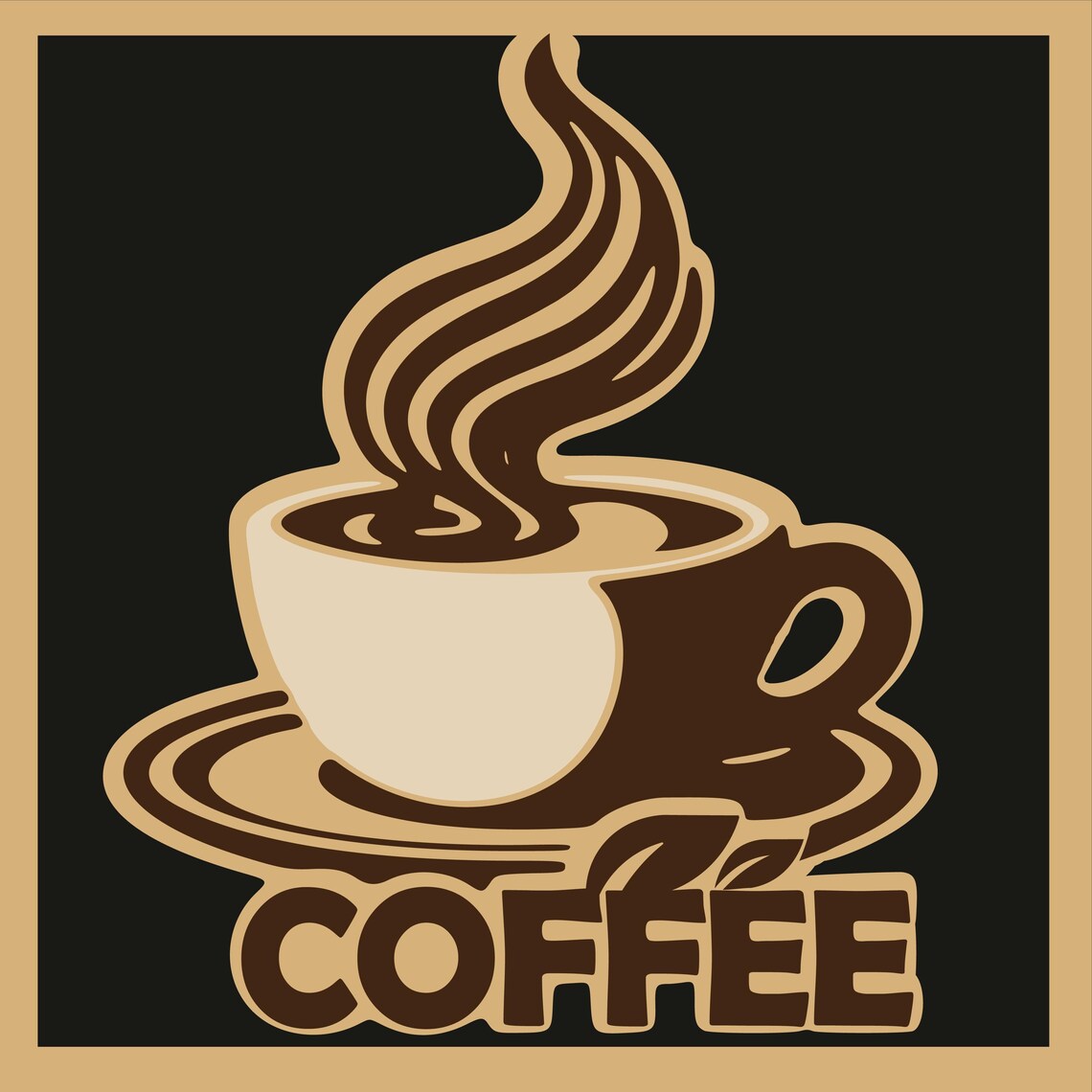 Layered Coffee Cup Wall Art SVG | 3D Laser Cut File | Coffee Sign for ...