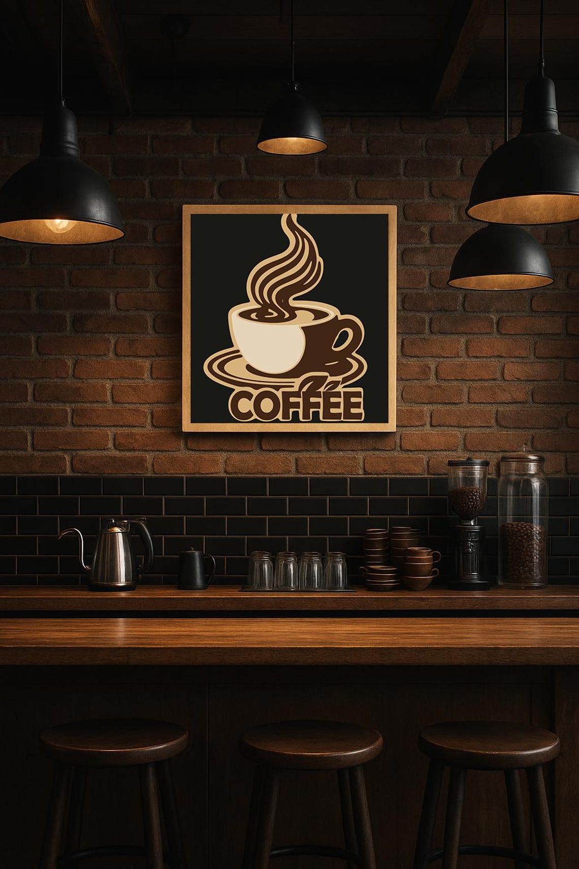 Layered Coffee Cup Wall Art SVG | 3D Laser Cut File | Coffee Sign for ...
