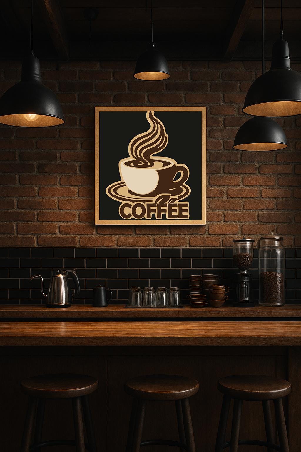 Layered Coffee Cup Wall Art SVG | 3D Laser Cut File | Coffee Sign for ...