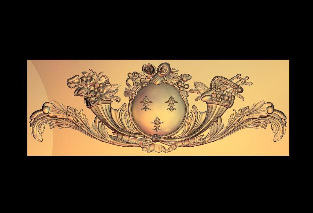 Decorative Floral Crest Relief 3D Model | STL File for CNC, 3D Printing ...