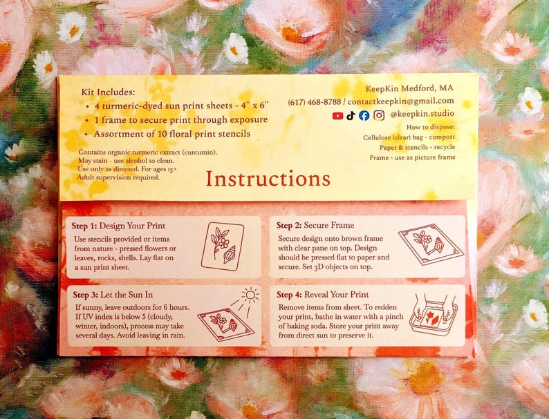 Turmeric Sunprint Kit: Botanical Stencils, Handmade Eco Craft Gift ...
