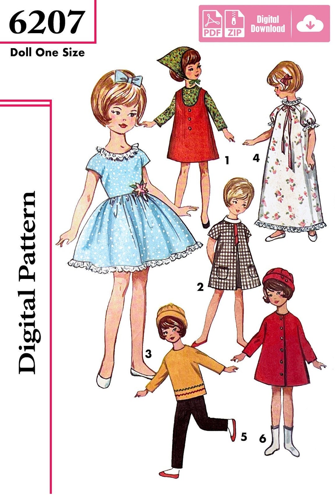 Vintage Sewing Pattern - 8” DOLL Pattern From 1965 - PDF ONLY! - Etsy